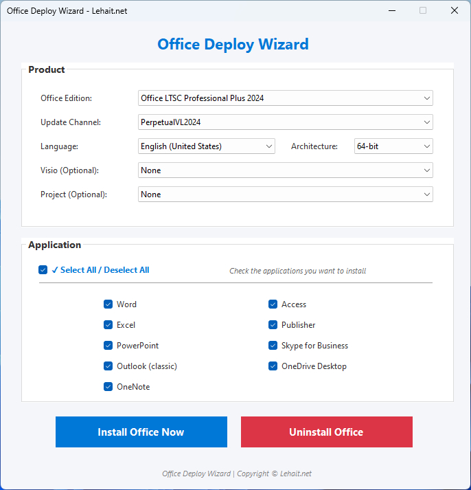 Office Deploy Wizard - Công cụ cài đặt Microsoft Office - Lehait.net